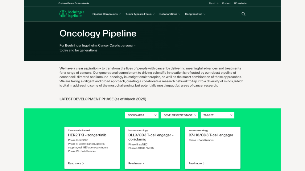 Pipeline information | Congress HUB | InOncology