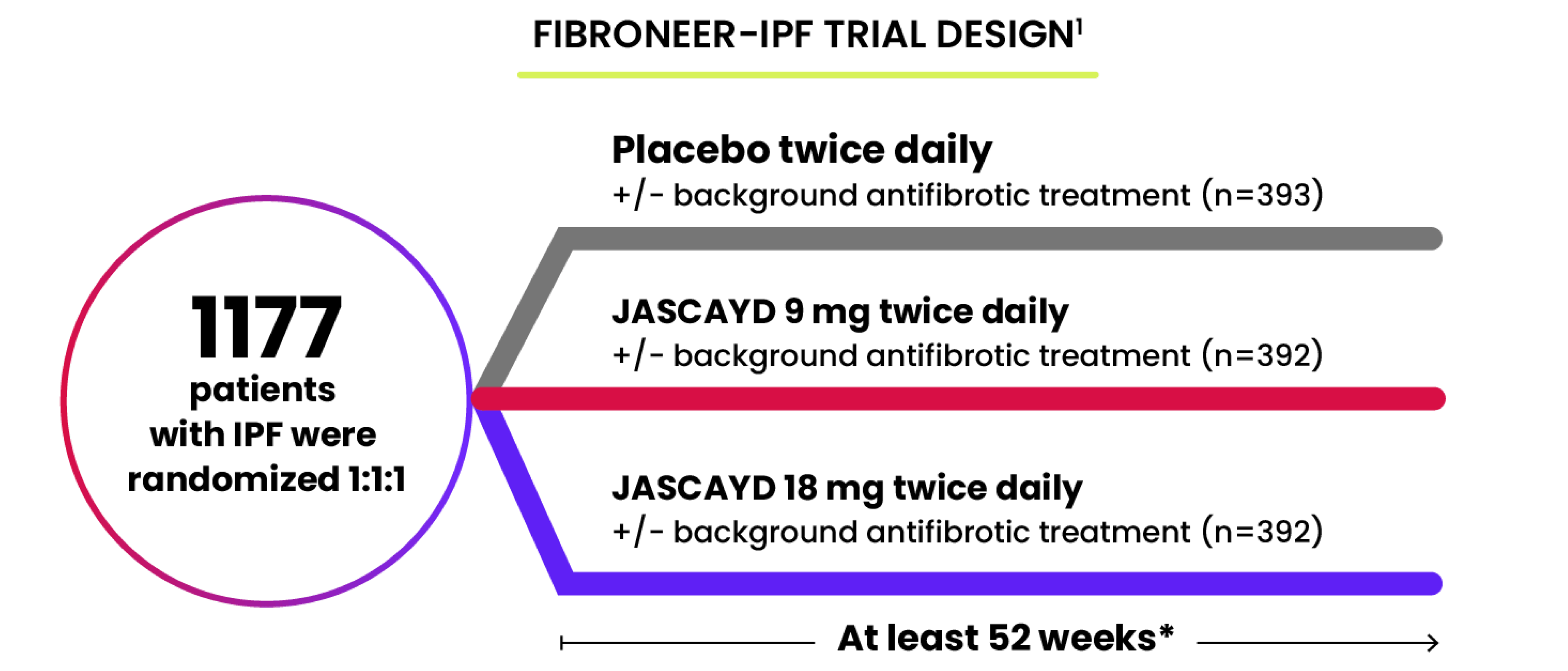 FIBRONEER-IPF Trial Design | JASCAYD® (nerandomilast) tablets 18mg