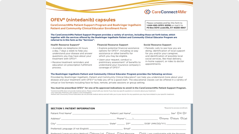 Downloadable Forms for HCPs | OFEV® (nintedanib) capsules